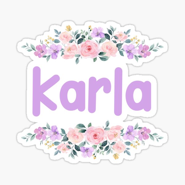 Pegatina for Sale con la obra «Etiqueta con nombre Karla de flor morada ...