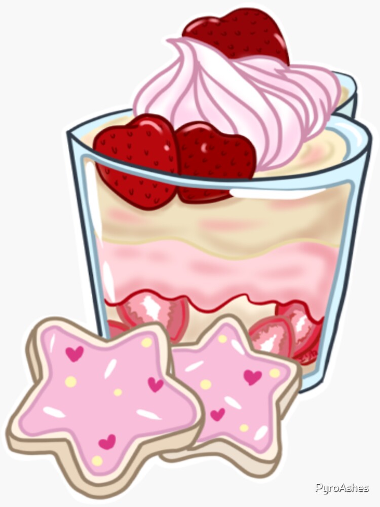 "Strawberry Heart Parfait" Sticker for Sale by PyroAshes | Redbubble