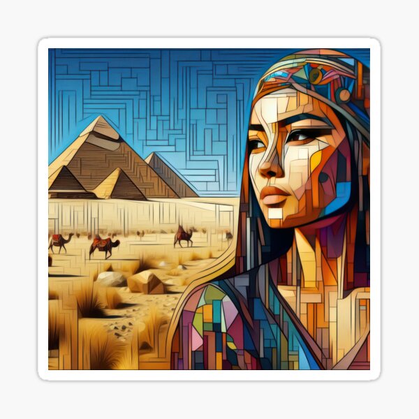 "Egyptian Woman - Cubism" Sticker for Sale by Xrzysiek | Redbubble