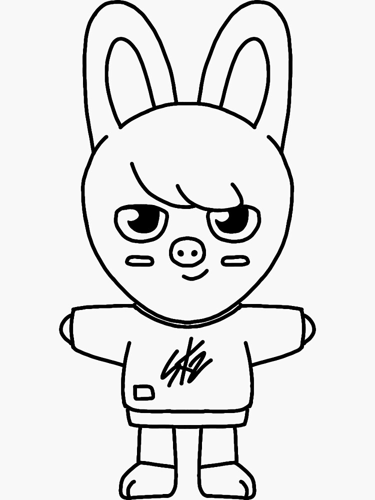 "Stray Kids - Skzoo Dwaekki [BLACK OUTLINE]" Sticker for Sale by ...