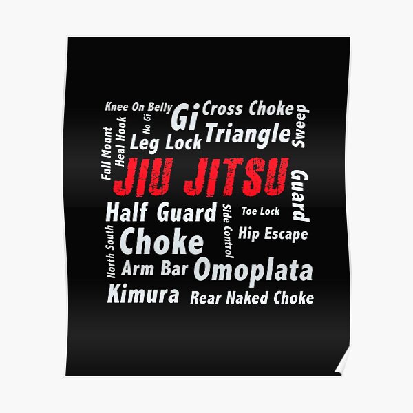 "Jiu-Jitsu Word Cloud BJJ Terms" Poster by TmoT | Redbubble