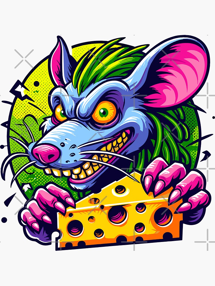 "Funny Rat with Cheese - Inspired by Rat Fink" Sticker for Sale by ...