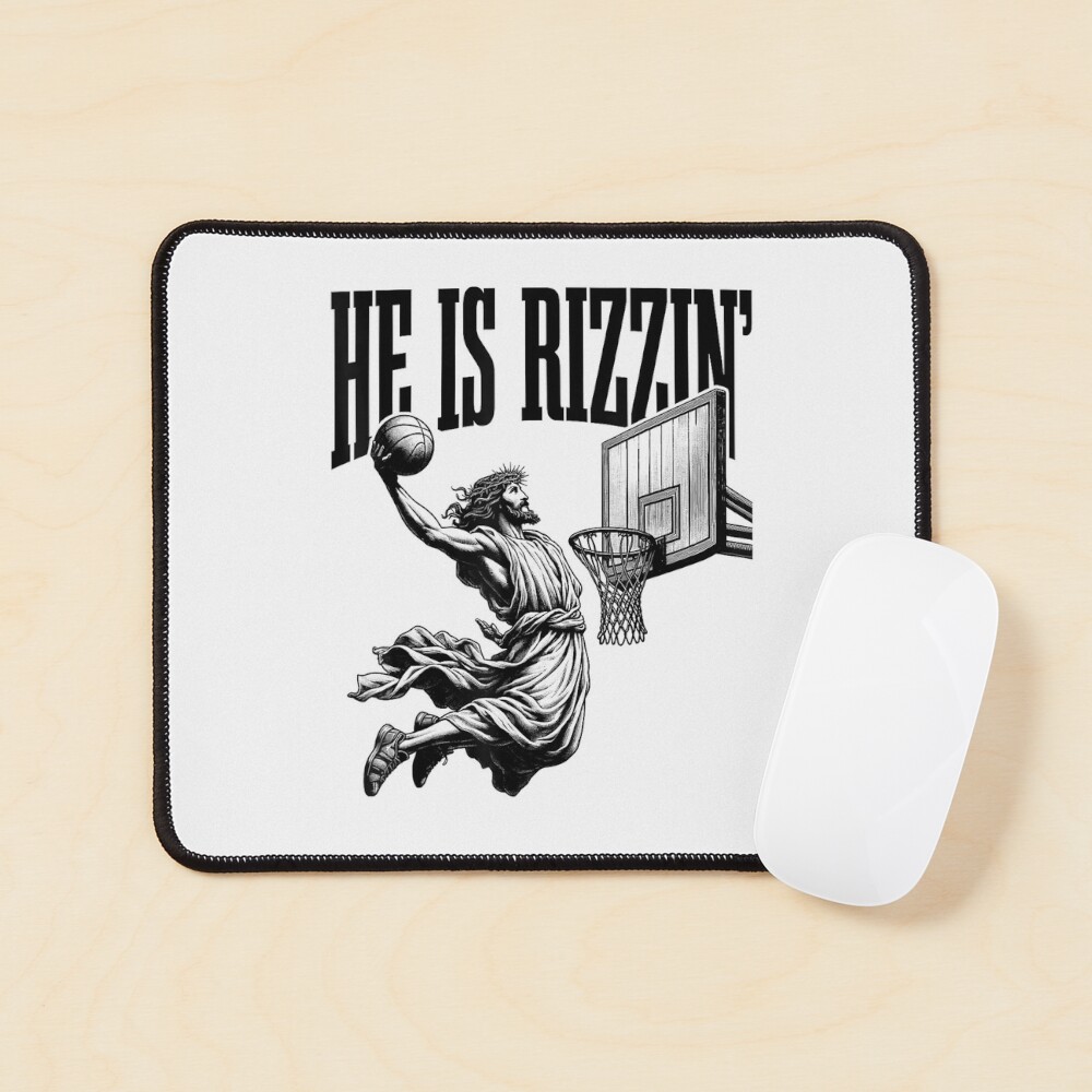 "He Is Rizzin Funny Jesus Basketball Easter Meme" Sticker for Sale by ...