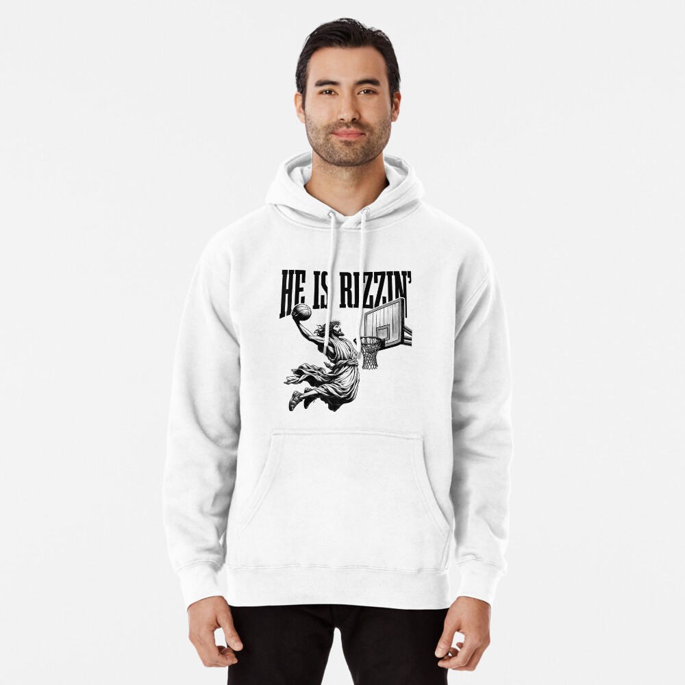 "He Is Rizzin Funny Jesus Basketball Easter Meme" Sticker for Sale by ...