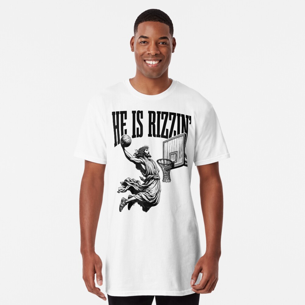 "He Is Rizzin Funny Jesus Basketball Easter Meme" Sticker for Sale by ...