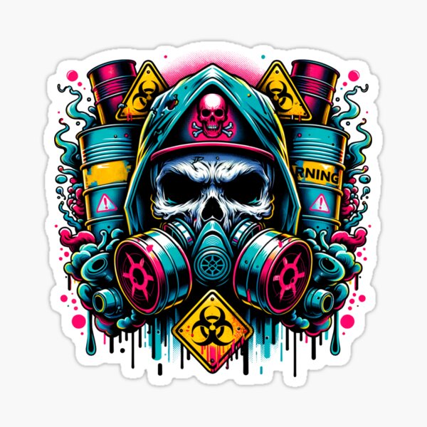 "Graffiti-Style Skull Wearing a Gas Mask" Sticker for Sale by Philip ...
