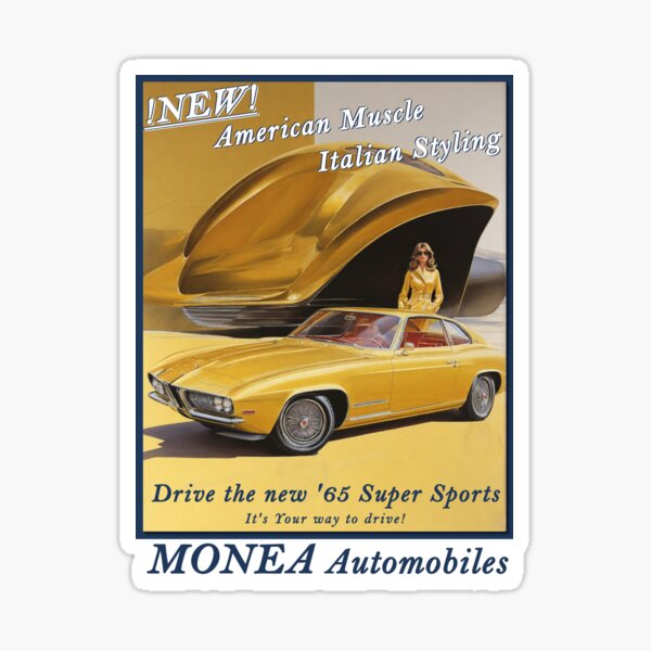 "1965 car poster - Monea Super Sports Coupe golden" Sticker for Sale by ...