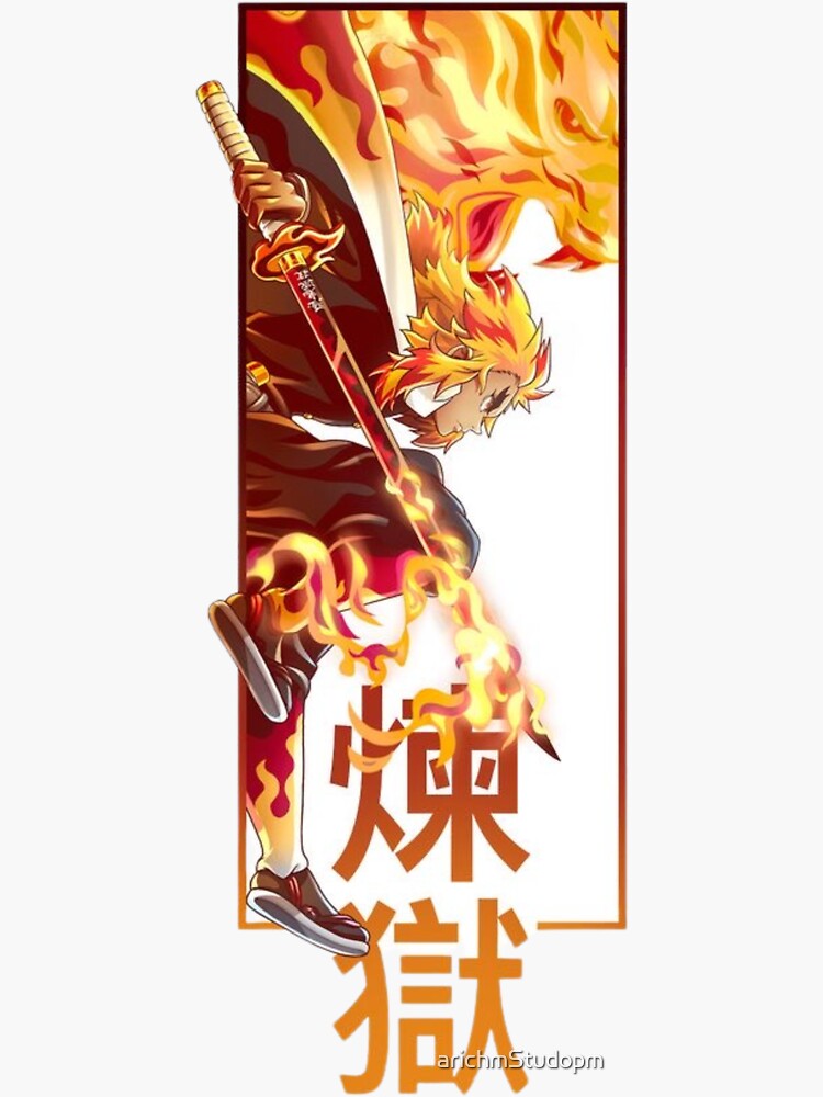 " rengoku kyojuro demon slayer" Sticker for Sale by arichmStudopm ...