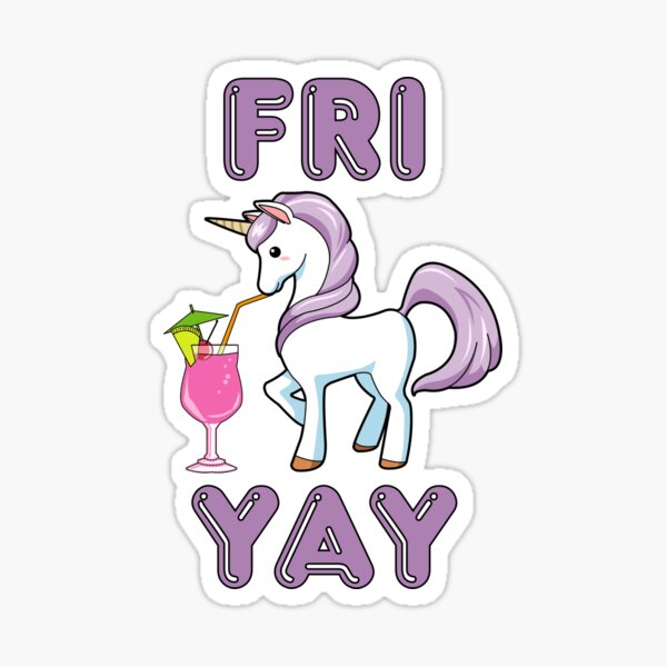 "Fri-yay Design - Unicorn on a Friyay Tee - Cocktail Friyay Art ...