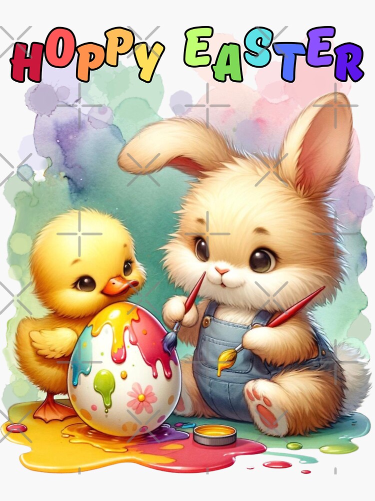 "Hoppy Easter" Sticker for Sale by critterpatchusa | Redbubble