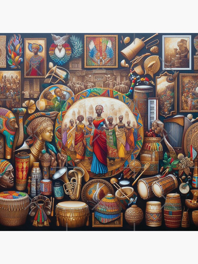 "Painting showcases various aspects of African culture" Sticker for ...