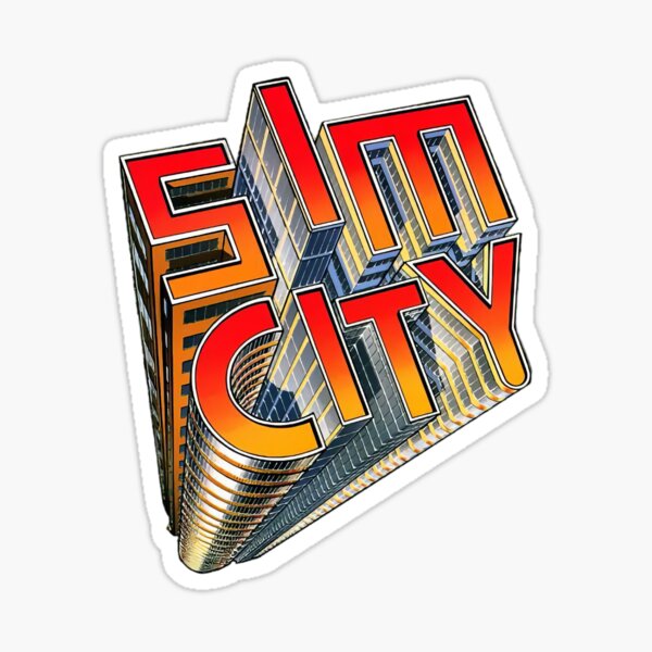 "Simcity 16 bit logo" Sticker for Sale by kazzoie | Redbubble