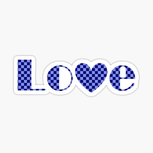 "Blue Light Periwinkle Chessboard Checkered Love Heart" Sticker for ...