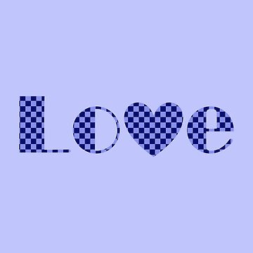 "Blue Light Periwinkle Chessboard Checkered Love Heart" Sticker for ...