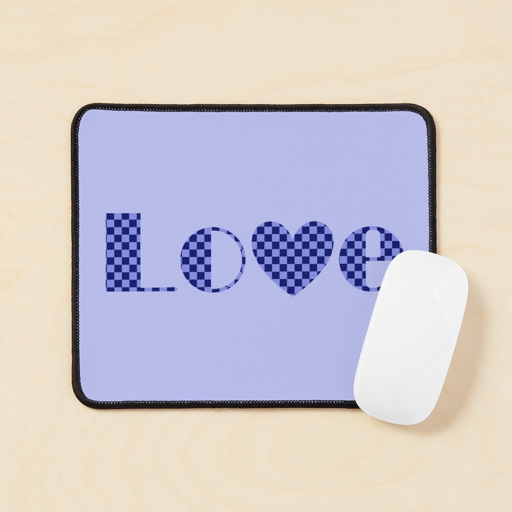 "Blue Light Periwinkle Chessboard Checkered Love Heart" Sticker for ...