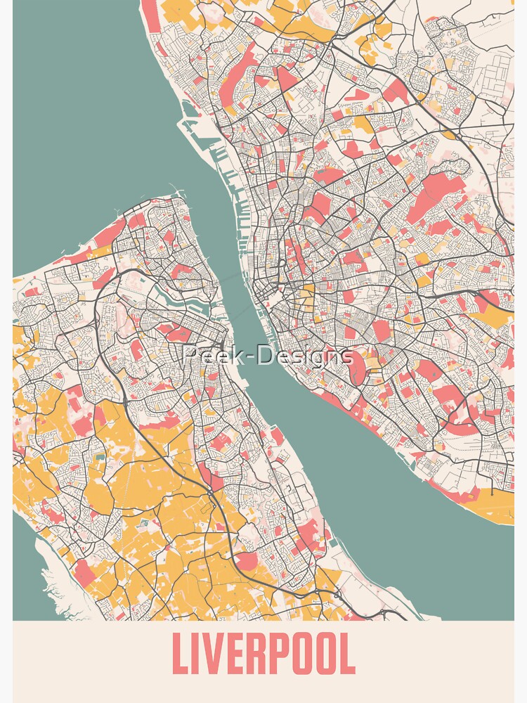 "Liverpool City Map Chalk Retro City Map Poster" Sticker for Sale by ...
