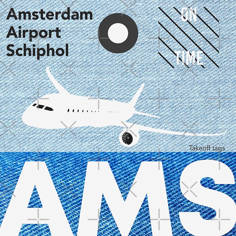 "AMS Amsterdam airport jeans" by airportstickers K. G. | Redbubble