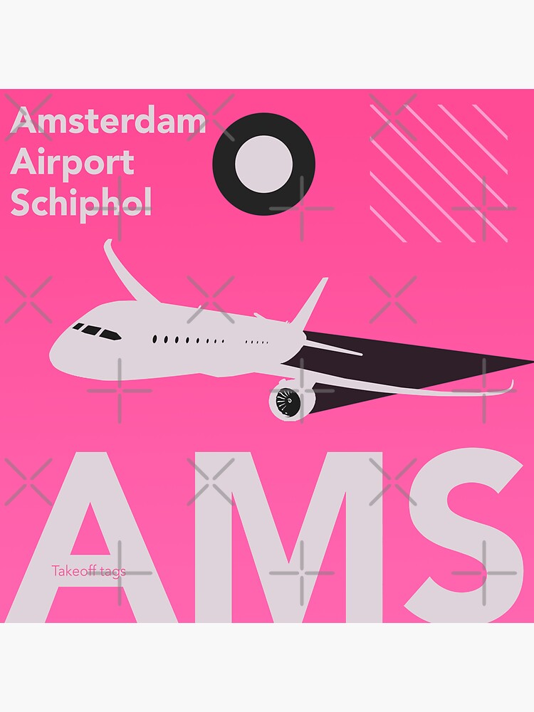 "AMS airport tag pink minimal" Sticker for Sale by Aviators | Redbubble