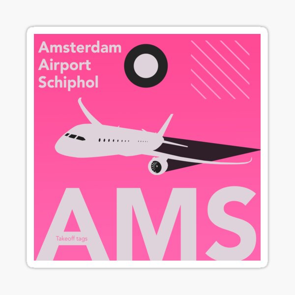 "AMS airport tag pink minimal" Sticker for Sale by Aviators | Redbubble