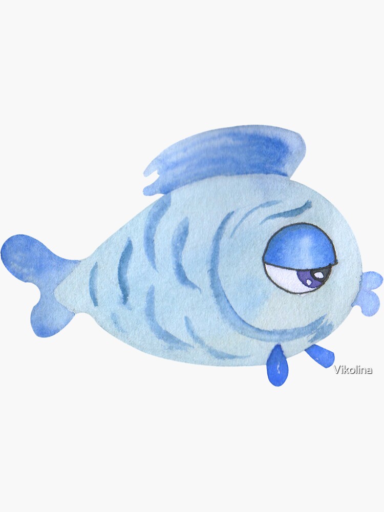 "Tired fish. Watercolor drawing for printing." Sticker for Sale by ...