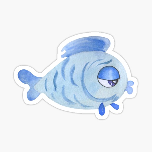 "Tired fish. Watercolor drawing for printing." Sticker for Sale by ...