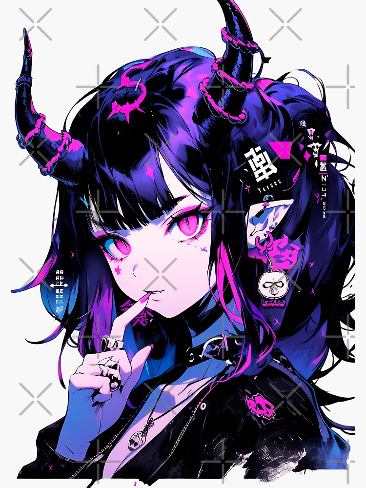 "Cute anime demon girl" Sticker for Sale by iWallGlow | Redbubble