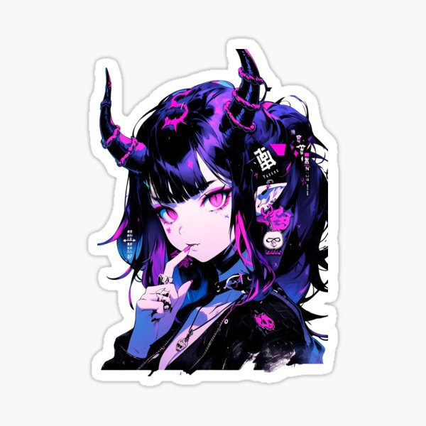 "Cute anime demon girl" Sticker for Sale by iWallGlow | Redbubble
