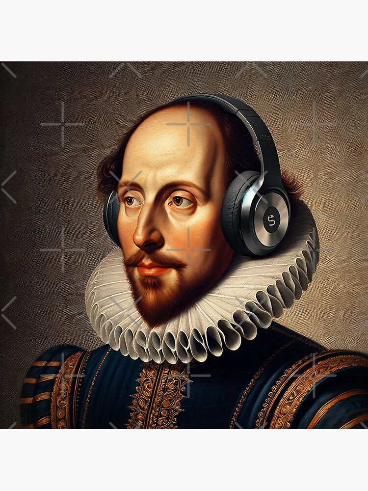 "Shakespeare with Headphones" Sticker for Sale by MilamKantDesign ...