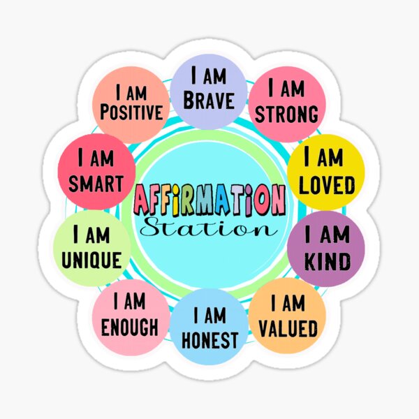 "Positive Affirmation Station" Sticker for Sale by jennstore | Redbubble