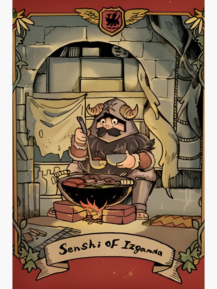 "Dungeon Meshi Delicious in Dungeon - Senshi Cooking" Sticker for Sale ...