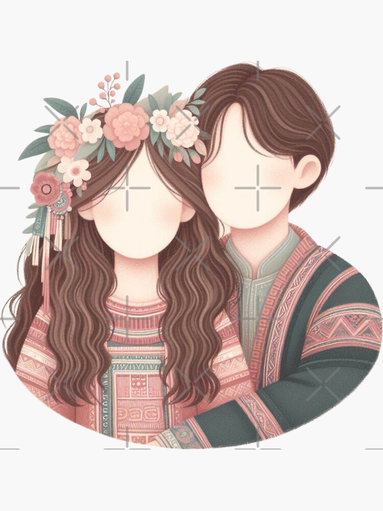 "Cute Hmong Couple" Sticker for Sale by VillageChief | Redbubble