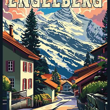 "Discover Swiss Alpine Splendor - Vintage Engelberg Travel Art" Sticker ...