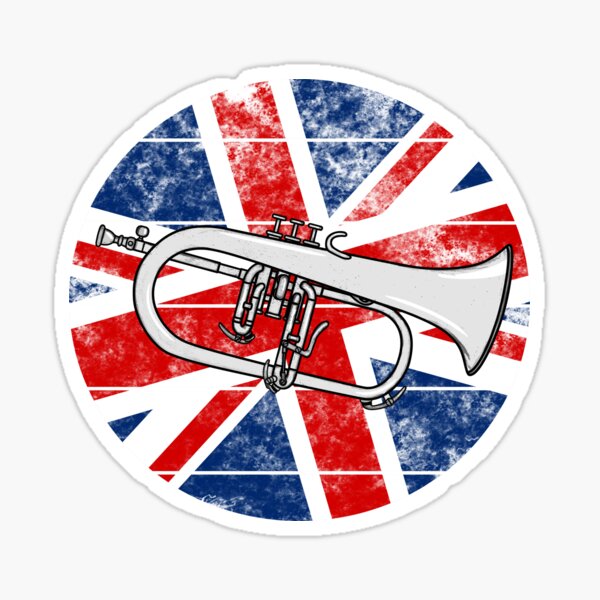 "Flugelhorn UK Flag Britain Hornist British Musician" Sticker for Sale ...