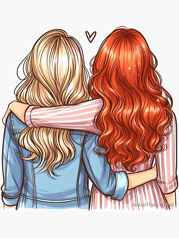 "Blonde and Red Head - Besties - Best Friends" Sticker for Sale by ...