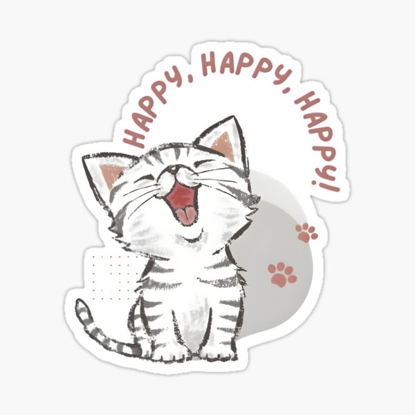 "Happy happy happy Cat" Sticker for Sale by irawor | Redbubble