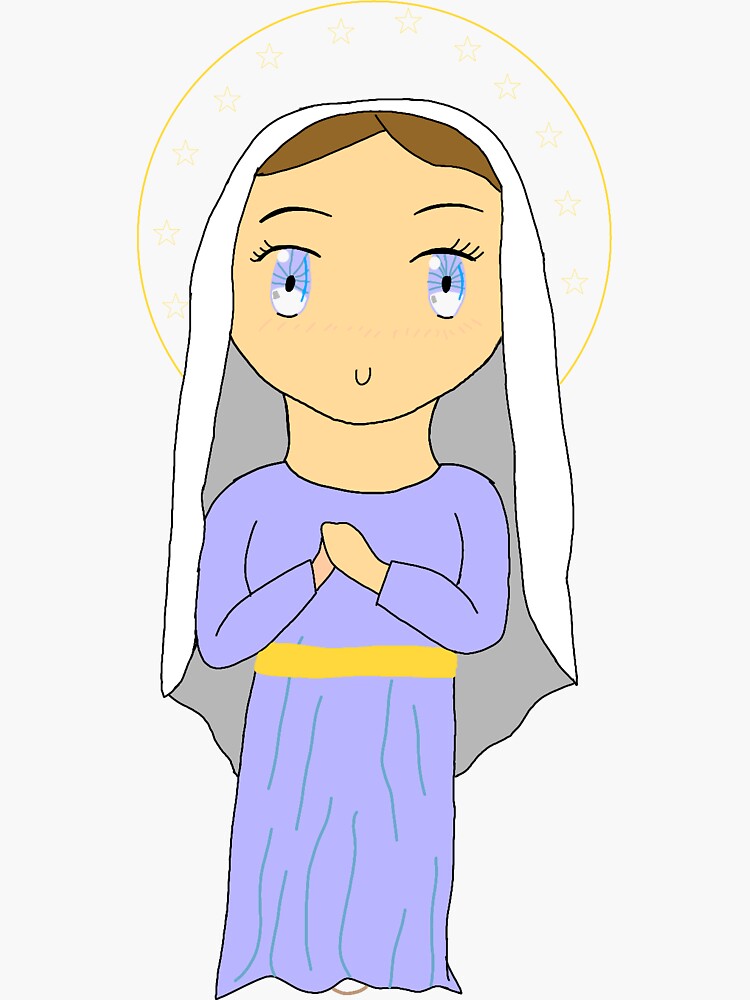 "chibi style Mary mother of God " Sticker for Sale by AveMariaArt ...