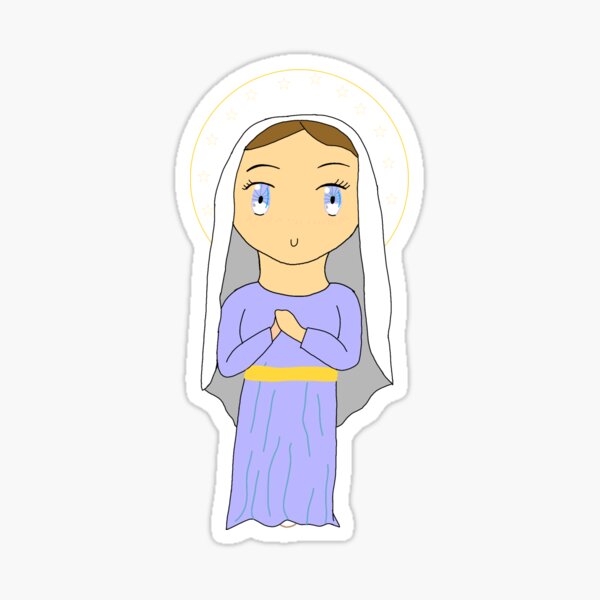 "chibi style Mary mother of God " Sticker for Sale by AveMariaArt ...