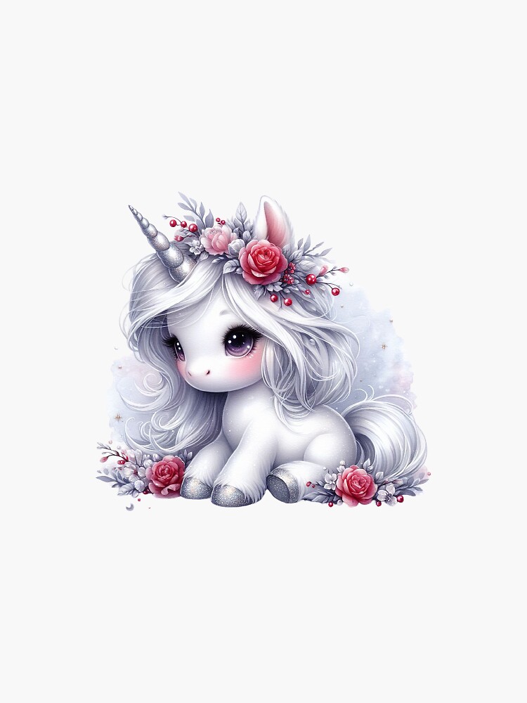 "Cute white unicorn" Sticker for Sale by Sameena Fatima | Redbubble