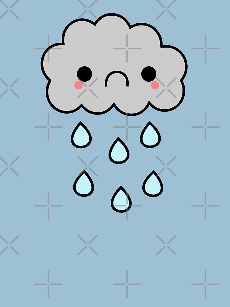 "Adorable Kawaii Sad Rainy Storm Cloud" T-shirt for Sale by hellohappy ...