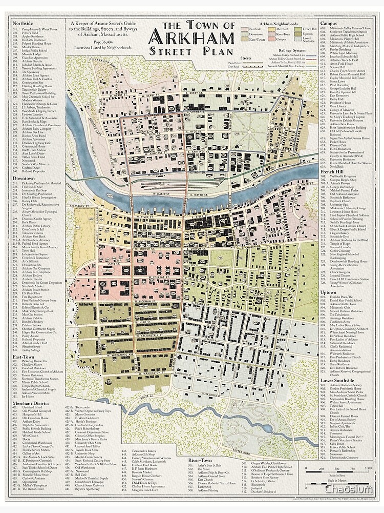 "Arkham Street Plan Map (Keeper version)" Poster for Sale by Chaosium ...