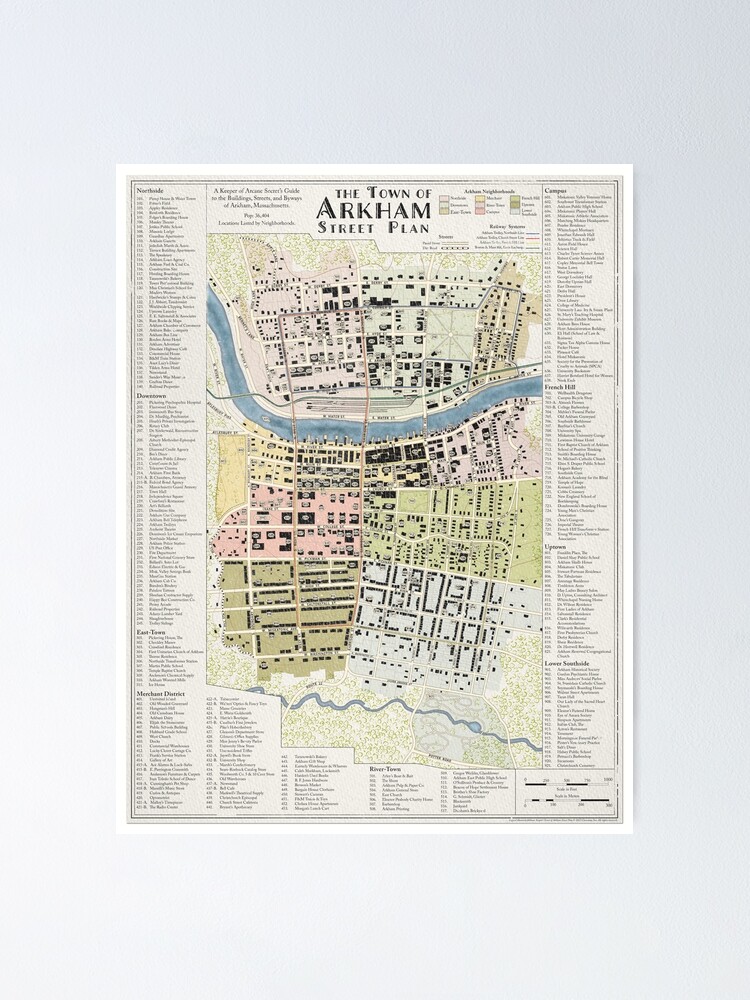 "Arkham Street Plan Map (Keeper version)" Poster for Sale by Chaosium ...