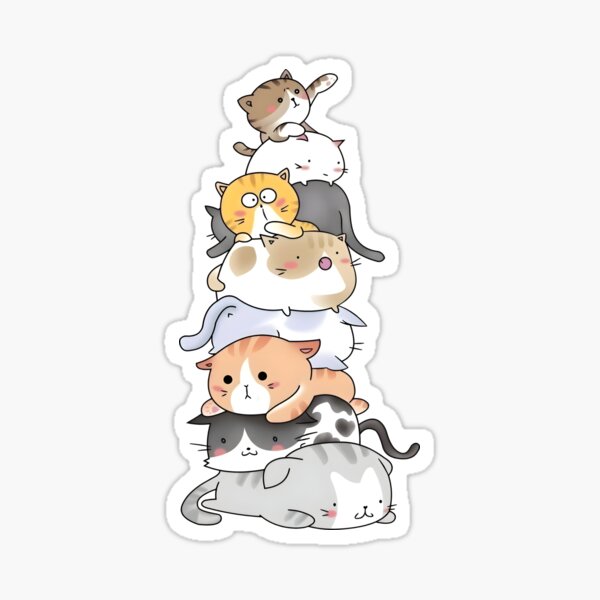 "cute tower of cats" Sticker for Sale by Isa00j | Redbubble