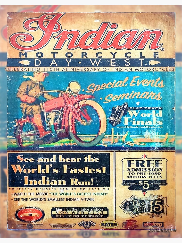 "Old Indian Motorcycles Poster" Poster for Sale by Jon Delorme | Redbubble