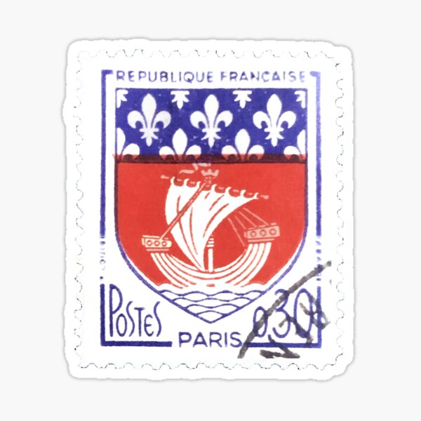 "France Paris Shield Vintage Postage Stamp" Sticker for Sale by red ...