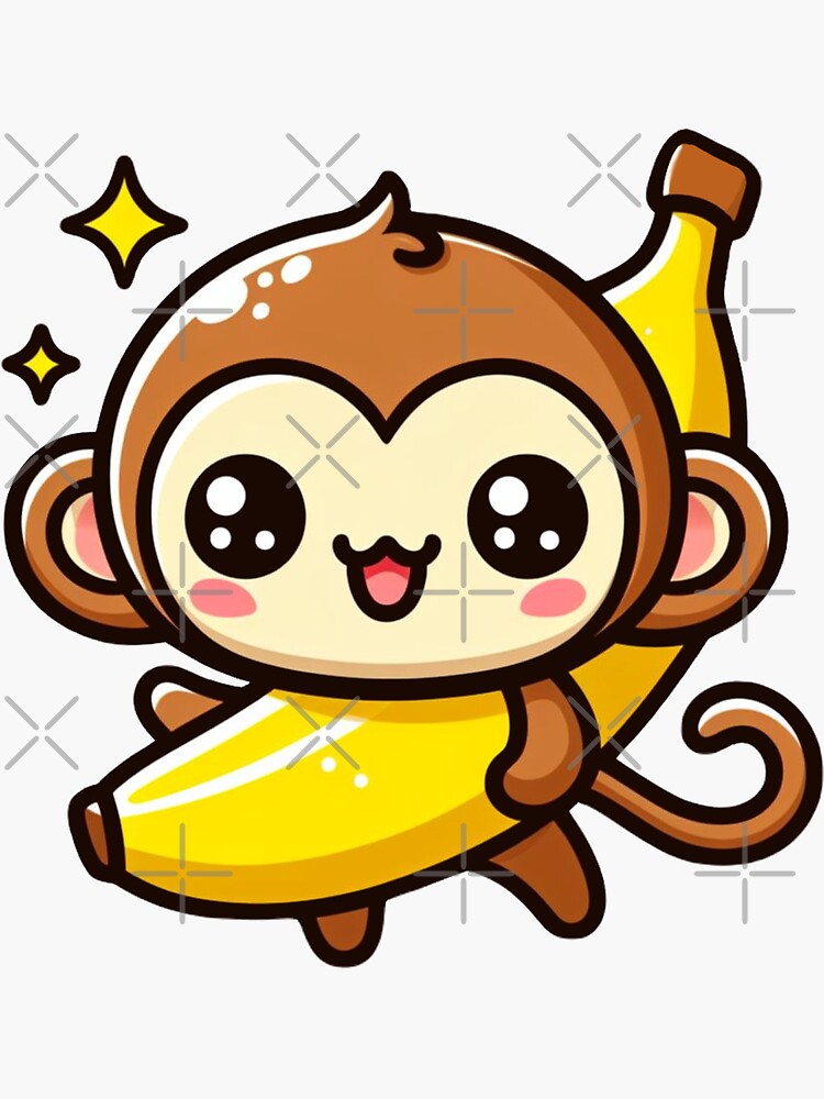 "Banana Monkey Cute" Sticker for Sale by Delidream | Redbubble
