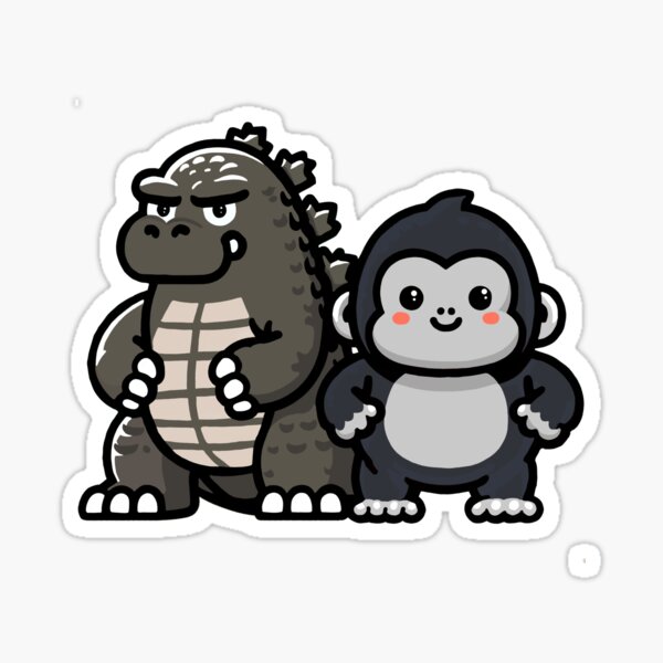 "Cute Godzilla and Kong" Sticker for Sale by Dannysdesigns80 | Redbubble