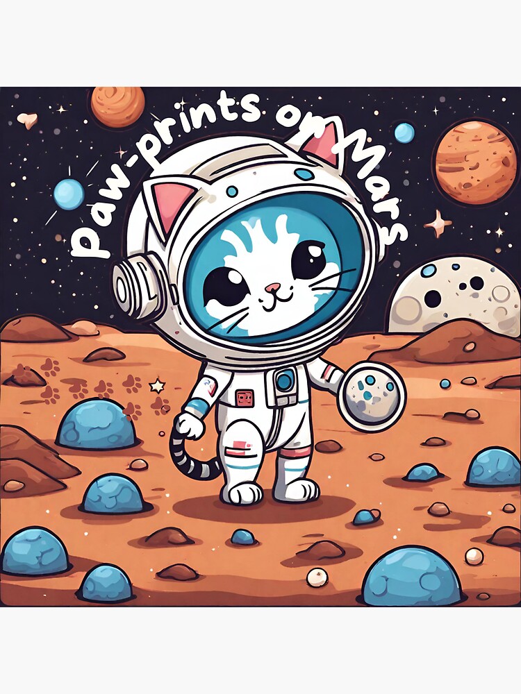 "Cat in space; Paw prints on mars " Sticker for Sale by dalesencier ...
