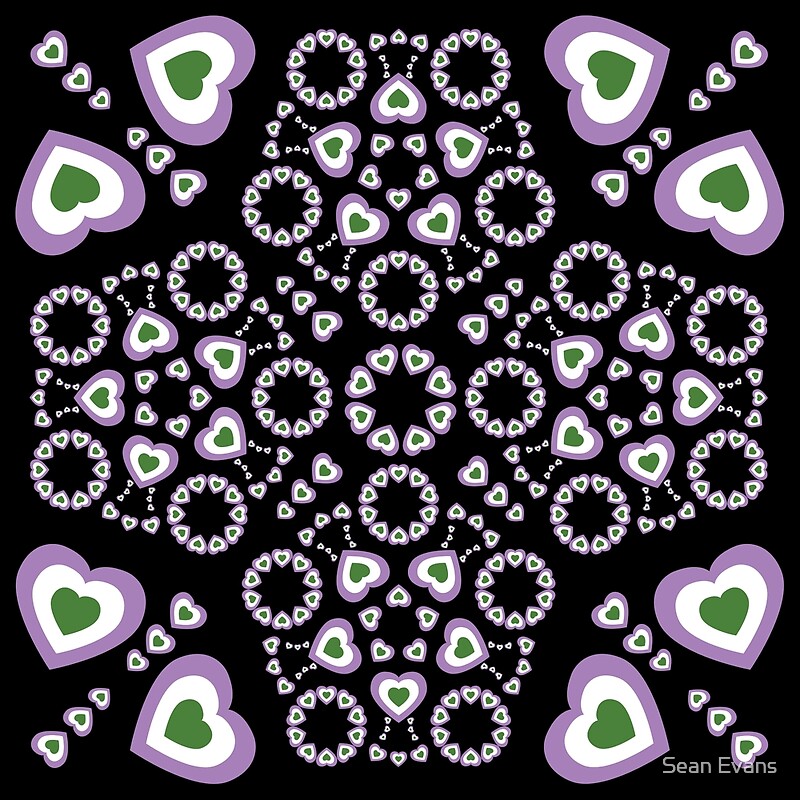 "Genderqueer Pride Heart Pattern (black background)" by Sean Evans ...