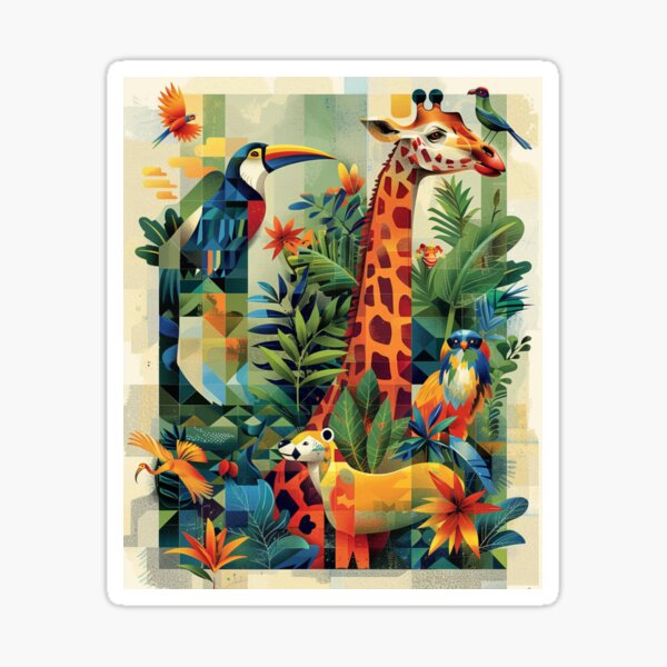 "Wildlife animals in jungle" Sticker for Sale by sereneprint | Redbubble