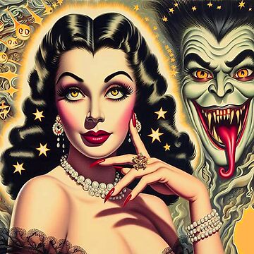"Beauty Horror Pin-up" Art Board Print for Sale by PulpVintage | Redbubble